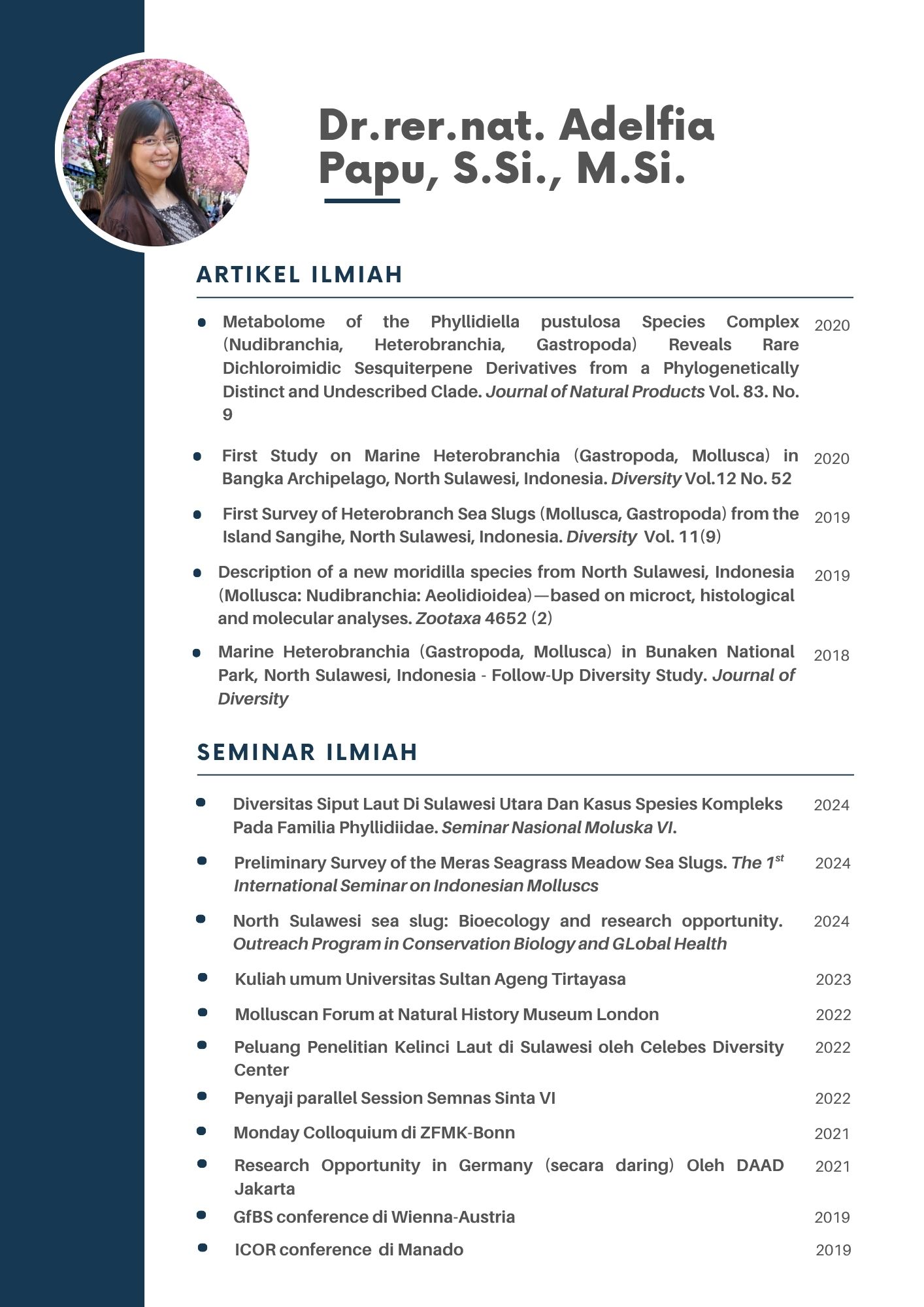 Dr.rer.nat. Adelfia Papu, S.Si., M.Si. - Program Studi Biologi